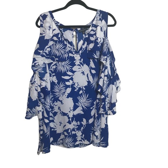 BOLD elements | Tops | Bold Elements Woman Royal Blue Floral Blouse ...